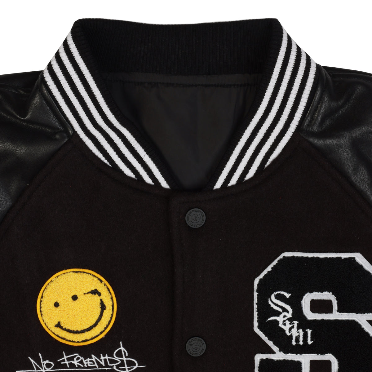 SCUM NO FRIENDS VARSITY JACKET - BLACK – No Chaos